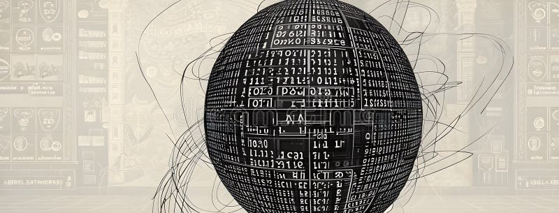 Illustration of an Abstract, Rotating Digital Sphere with Resembling ...