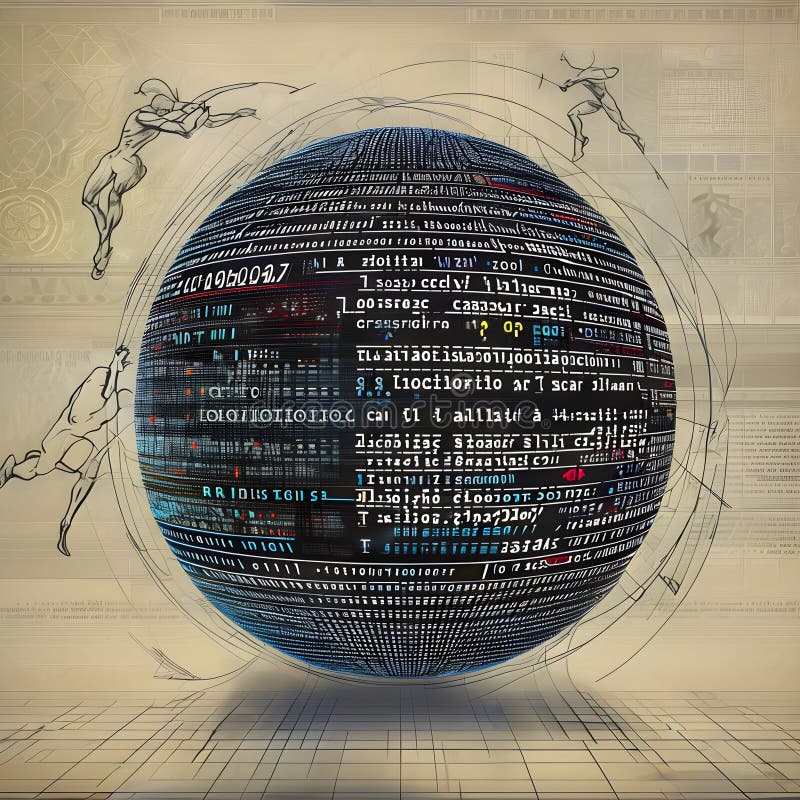 Illustration of an Abstract, Rotating Digital Sphere with Resembling ...