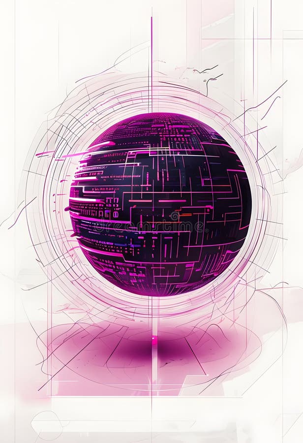 Illustration of an Abstract, Rotating Digital Sphere with Resembling ...