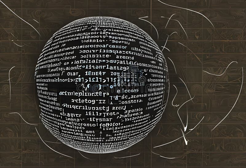 Illustration of an Abstract, Rotating Digital Sphere with Resembling ...