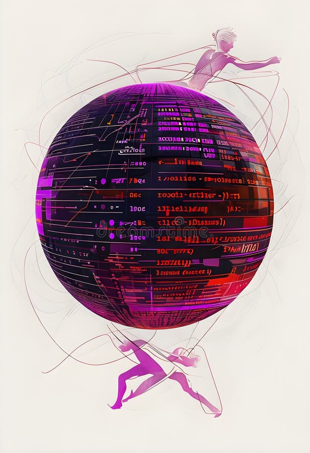 Illustration of an Abstract, Rotating Digital Sphere with Resembling ...