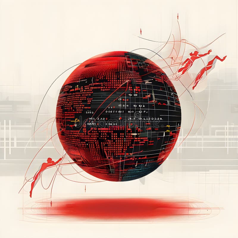 Illustration of an Abstract, Rotating Digital Sphere with Resembling ...