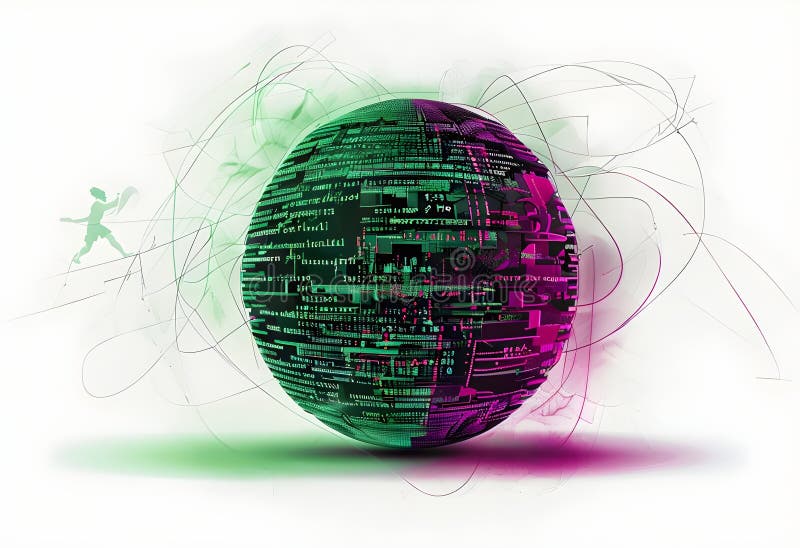 Illustration of an Abstract, Rotating Digital Sphere with Resembling ...