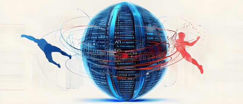 Illustration of an Abstract, Rotating Digital Sphere with Resembling ...