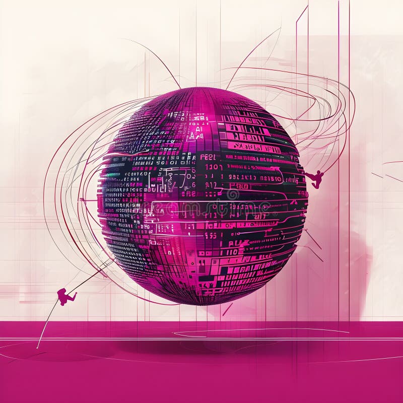 Illustration of an Abstract, Rotating Digital Sphere with Resembling ...