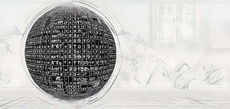 Illustration of an Abstract, Rotating Digital Sphere with Resembling ...