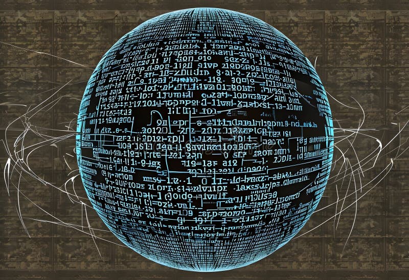 Illustration of an Abstract, Rotating Digital Sphere with Resembling ...
