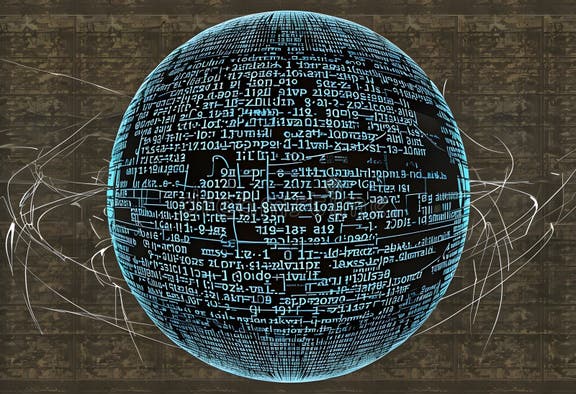 Illustration of an Abstract, Rotating Digital Sphere with Resembling ...