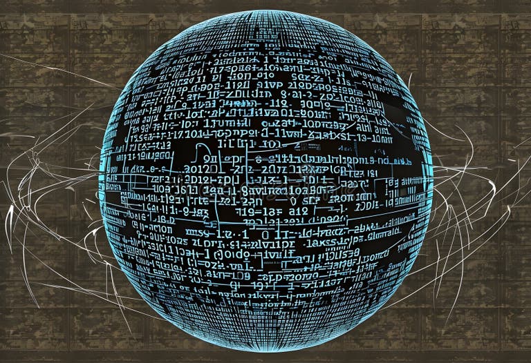 Illustration of an Abstract, Rotating Digital Sphere with Resembling ...