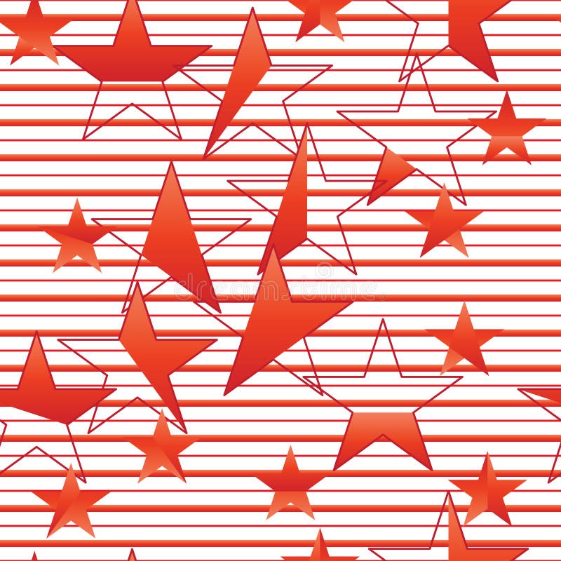 Star Red Style Stripe Seamless Pattern Stock Vector - Illustration of ...