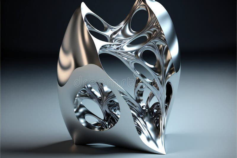 Abstract Silver Shape, Digital Illustration Painting, 3d Rendering ...