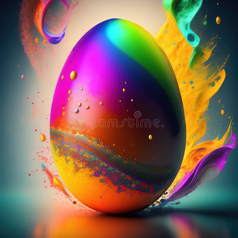 Abstract Splash Easter Egg in Vivid Colors Stock Illustration ...