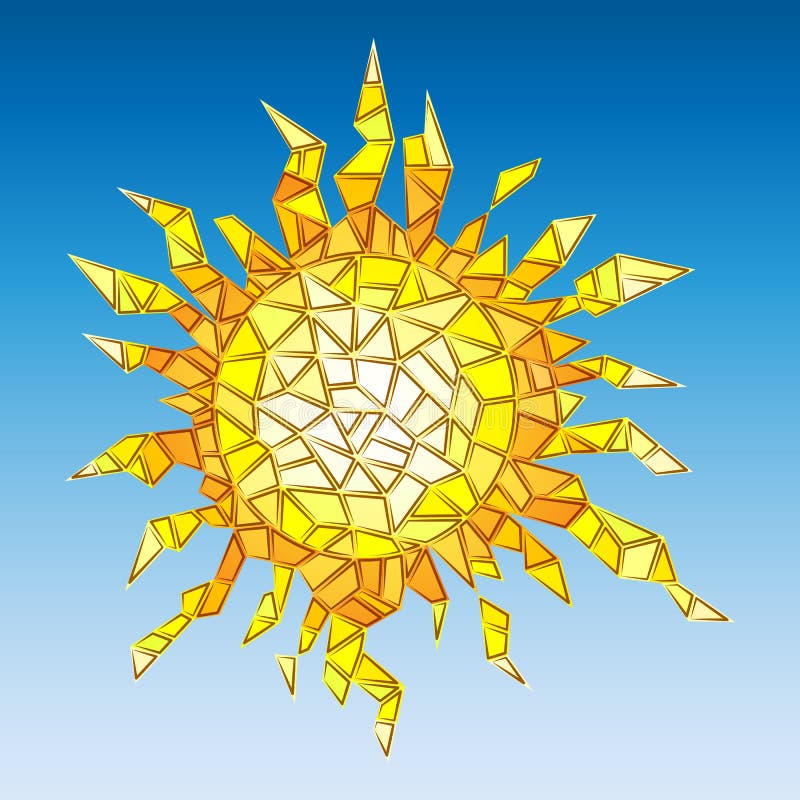 Illustration of Abstract Sun Simulated Cracked Glass Stock Vector ...