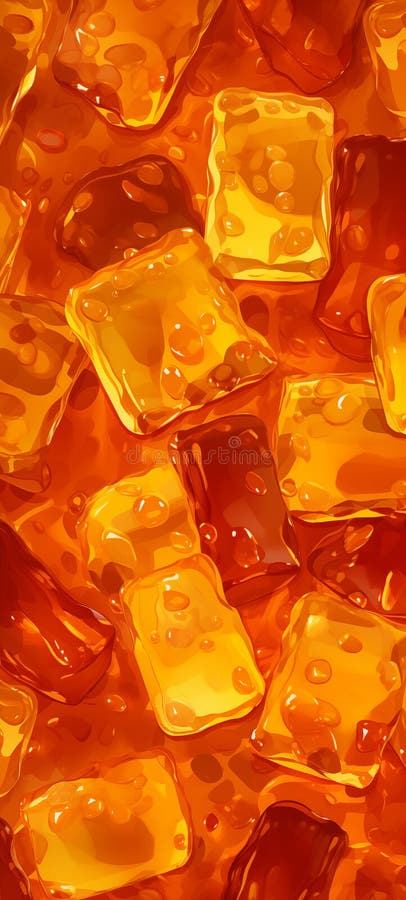 Illustration of an Abstract Surface with a Shiny Colored Jelly Cube ...