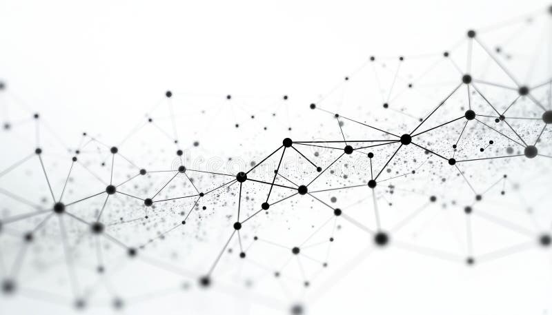 Illustration of Abstract Tech Network Connections. Dots, Lines Represent Digital Data Analysis ...