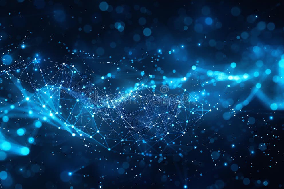 Abstract Technology Background with Blue and White Lines, Dots ...