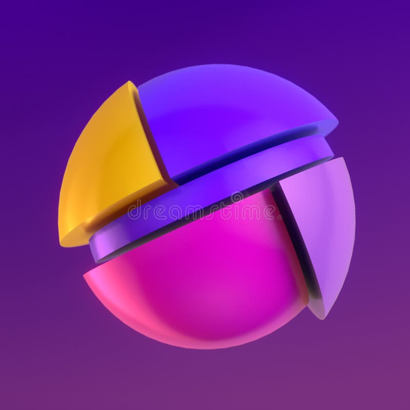 Illustration of an Abstract Three-dimensional Sphere Composed of Colored Segments. 3d Rendering ...