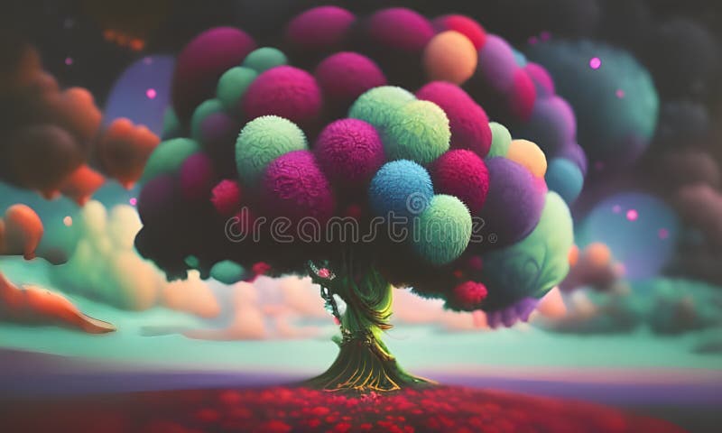 Illustration of Abstract Tree with Fluffy Crown Stock Illustration ...