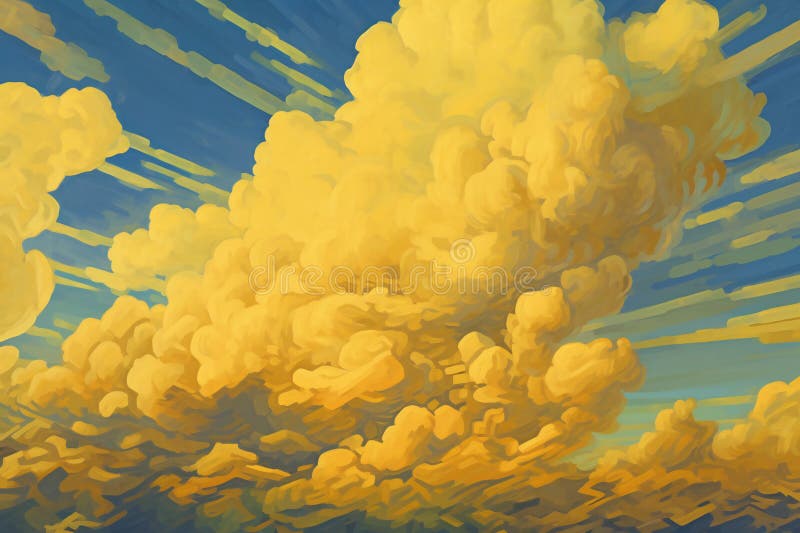 Abstract Yellow Cloud on Blue Sky Background Stock Illustration ...