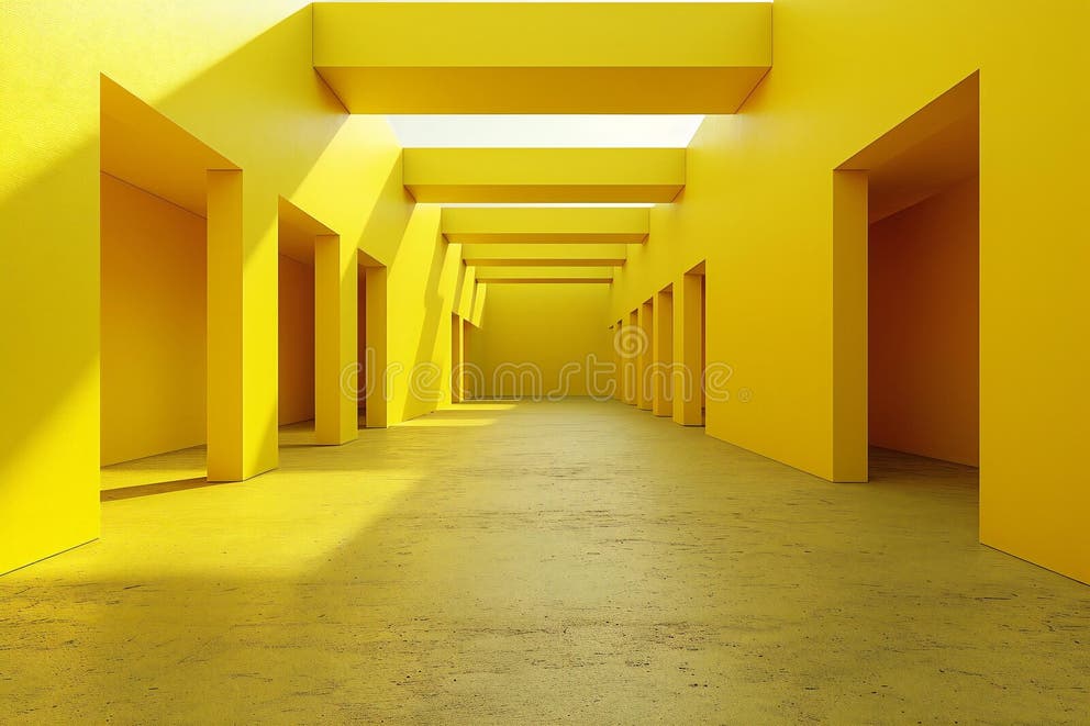 Abstract Yellow Interior with Empty Space, Architecture Concept Stock ...