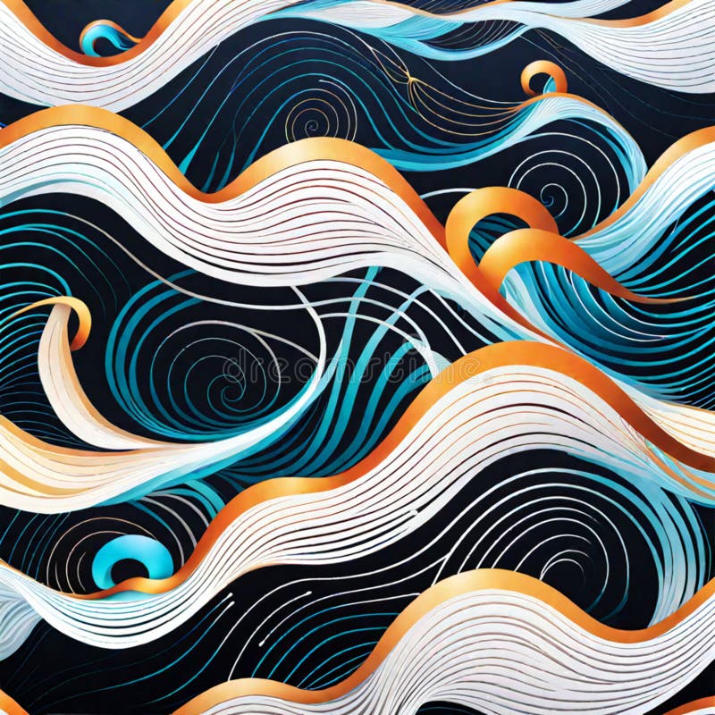 Illustration, Abstraction Drawn Waves Stock Illustration - Illustration ...