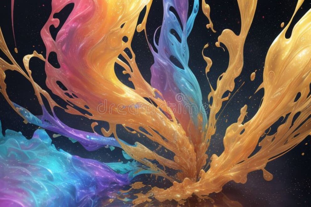 Illustration Abstraction of Flowing Materials of Different Colors, Ai ...