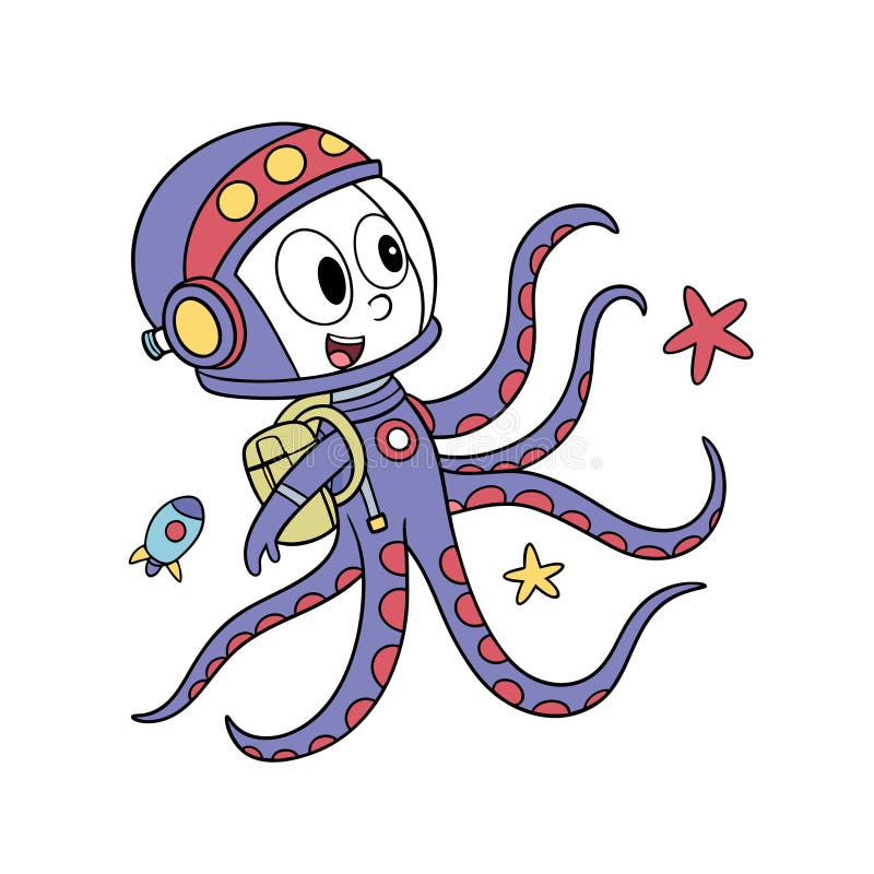 Ace the Astronaut Octopus Character Design Stock Vector - Illustration ...