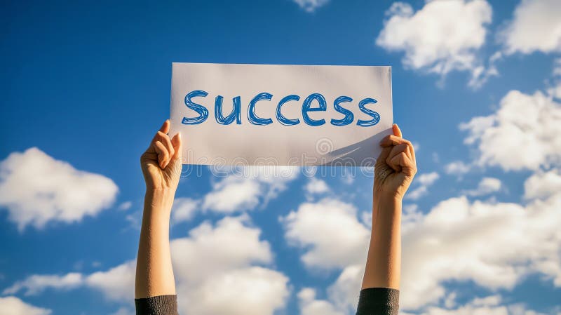 Illustration: Achieving Success Under a Cloudy Sky Stock Photo - Image ...