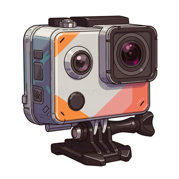 Illustration of an Action Camera with a Compact, Rectangular Design ...