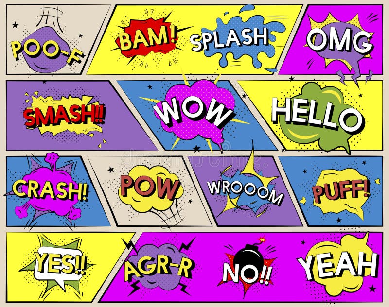 Comic Action Words! stock vector. Illustration of exclamation - 58714264