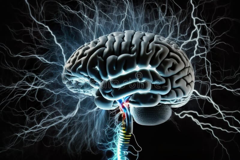 Illustration of an Active Brain. Generative Ai. Stock Illustration ...