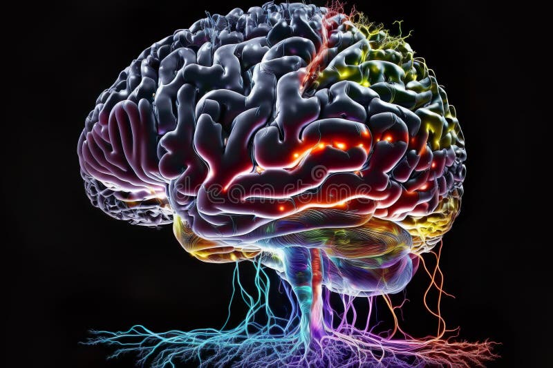 Illustration of an Active Brain. Generative Ai. Stock Illustration ...