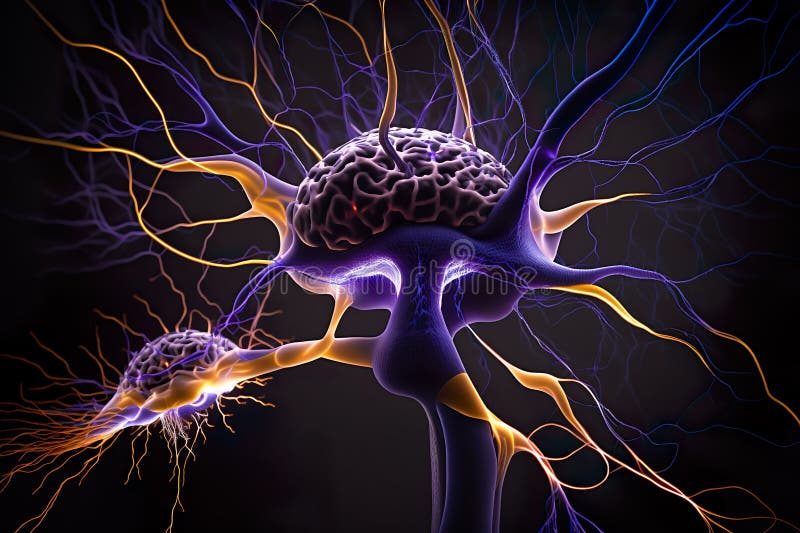 Illustration of an Active Brain. Generative Ai. Stock Illustration ...