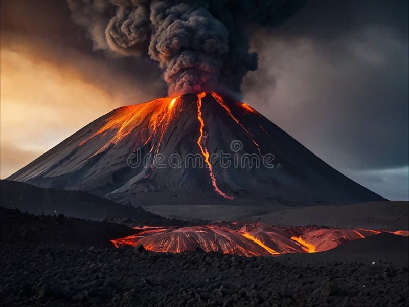 Illustration of an Active Volcano Stock Illustration - Illustration of ...