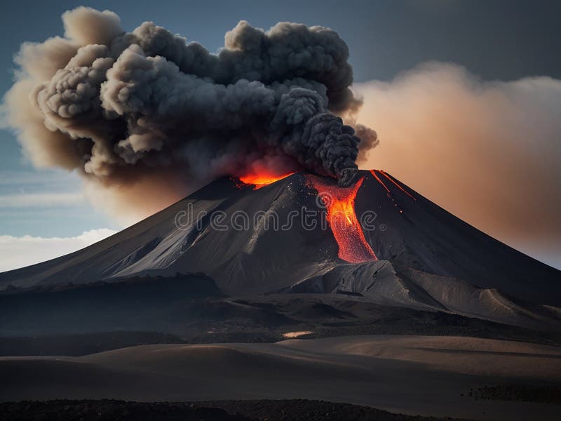 Illustration of an Active Volcano Stock Illustration - Illustration of ...