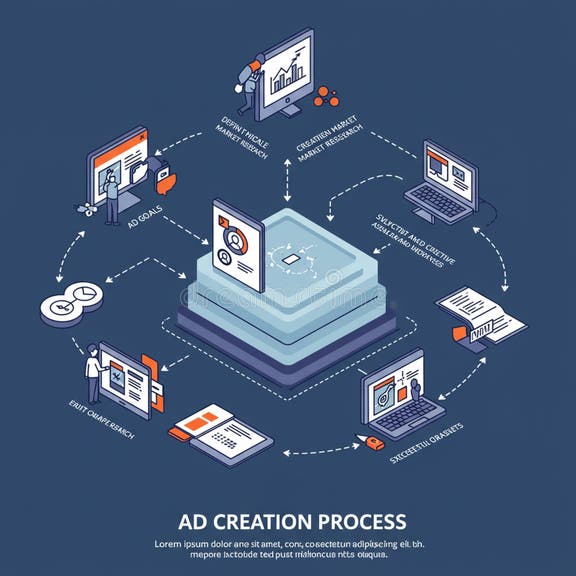 Illustration of the Ad Creation Process Using a Flowchart Design with a ...