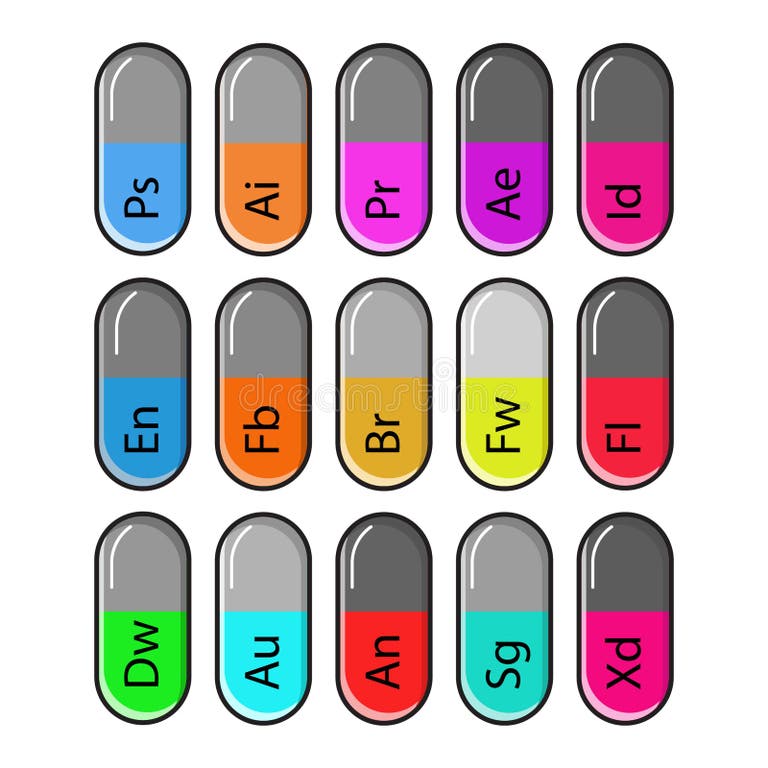 Illustration of Adobe Logo Collection Set Capsule. Editable Stock ...