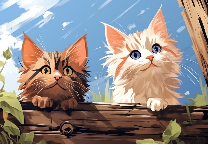 Illustration of Adorable Cats Relaxing. Animal Day Stock Illustration - Illustration of small ...