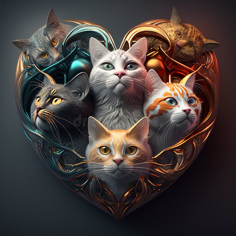 An adorable group of cats stock illustration. Illustration of adorable ...