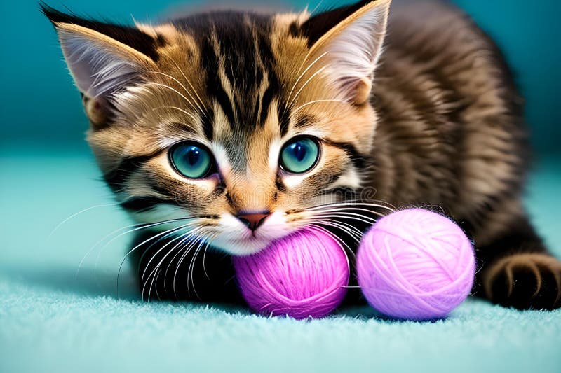 Illustration of Adorable Kitten Play Stock Illustration - Illustration ...