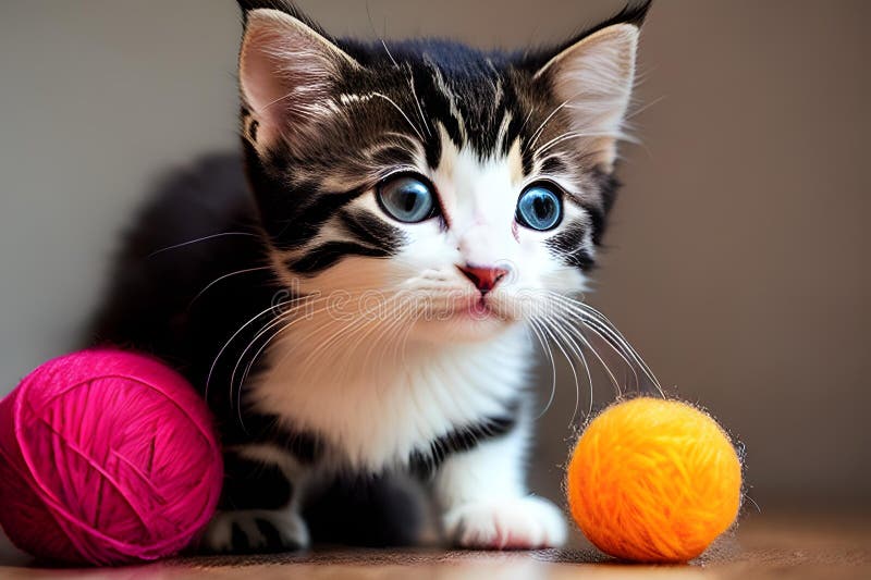 Illustration of Adorable Kitten Play Stock Illustration - Illustration ...