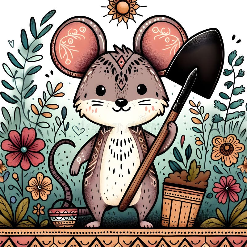 Adorable Little Mouse Working Stock Illustration - Illustration of ...