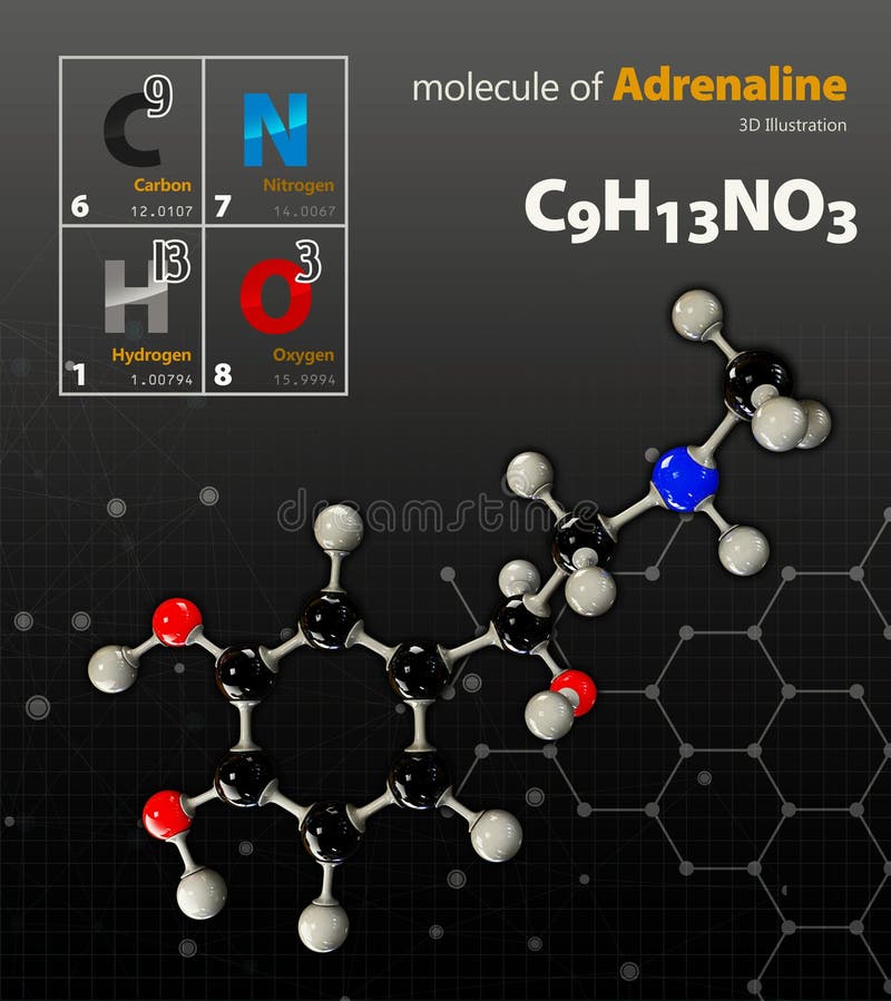 Adrenaline molecule stock illustration. Illustration of chemical - 25076213