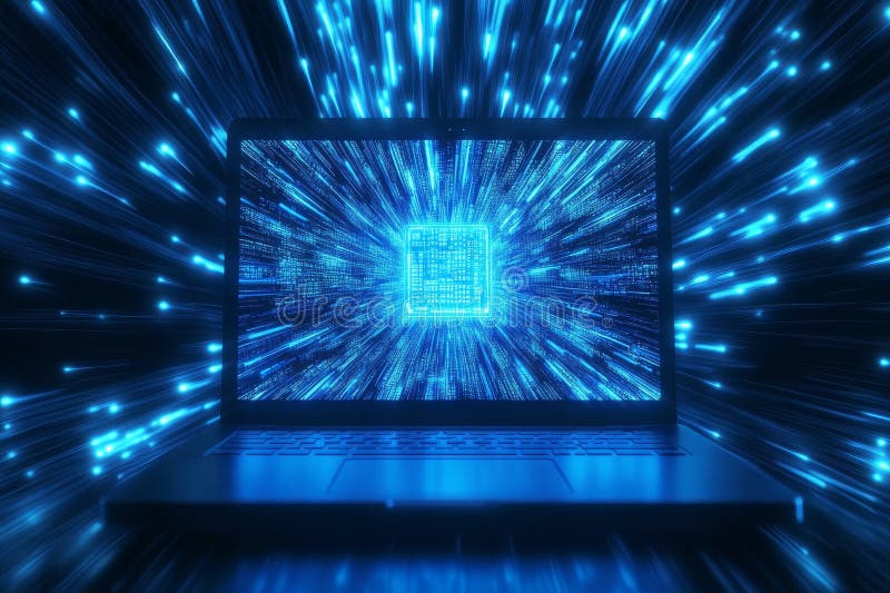 An Illustration of Advanced Computer Technology Showcasing a Laptop in ...