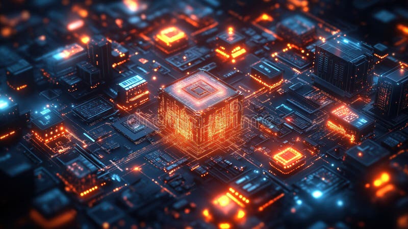 Illustration Advanced Tech Development. Modern Application Design Shows ...