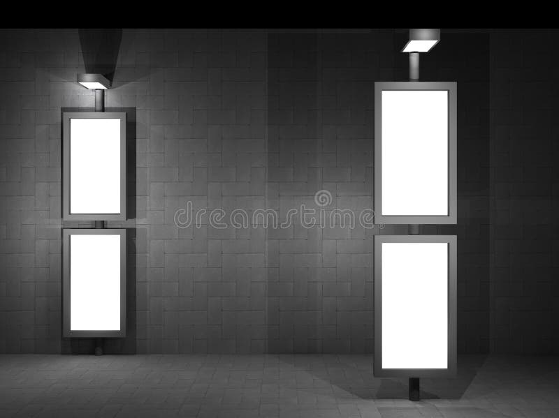 A Illustration of a Advertising Panel at Night Stock Illustration ...