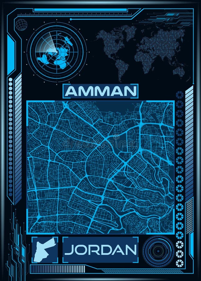 Illustration of an Aerial Map of Amman, Jordan Stock Illustration ...