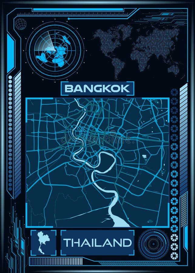 Illustration of an Aerial Map of Bangkok, Thailand Stock Illustration ...