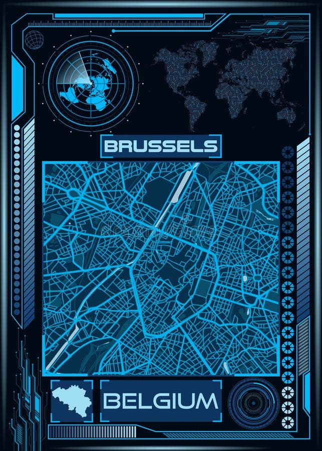 Illustration of an Aerial Map of Brussels, Belgium Stock Illustration ...