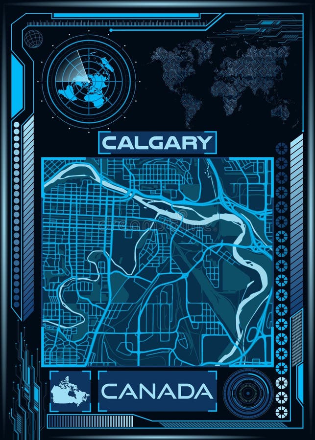 Illustration of an Aerial Map of Calgary, Canada Stock Illustration ...